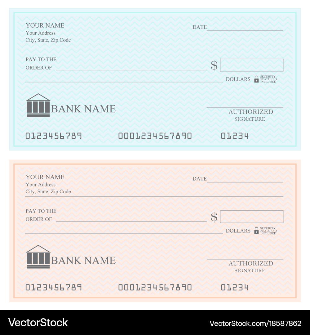 Bank Checks and Cheques Royalty Free Vector Image