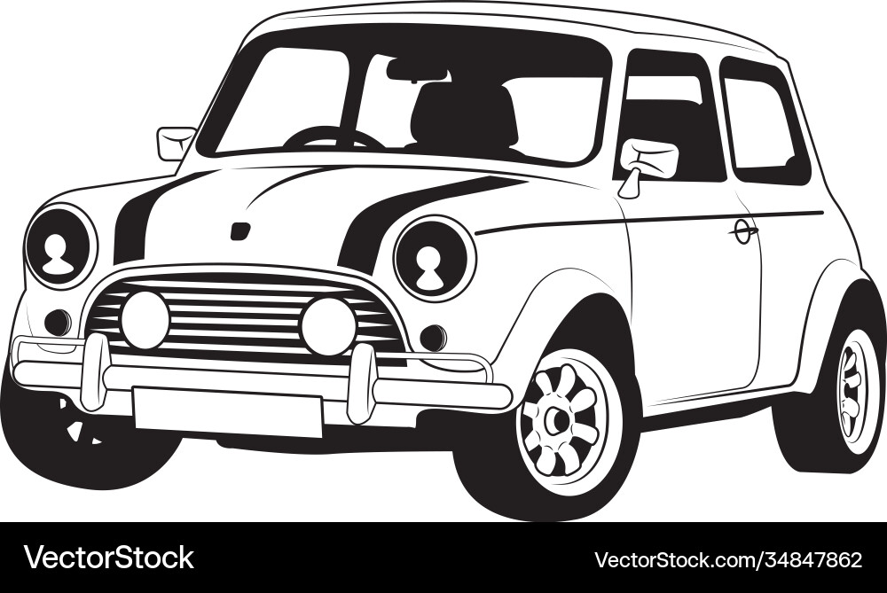 Classic car line art outline Royalty Free Vector Image