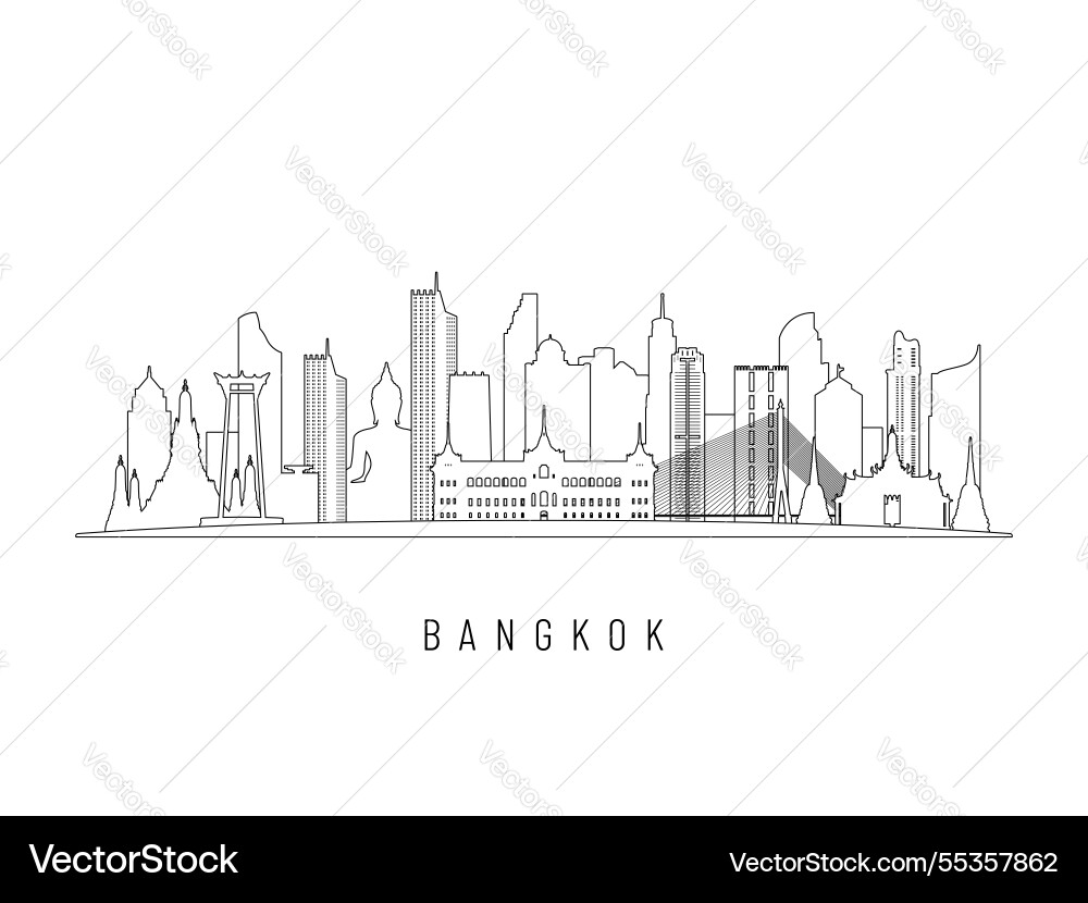 Detailed bangkok skyline Royalty Free Vector Image