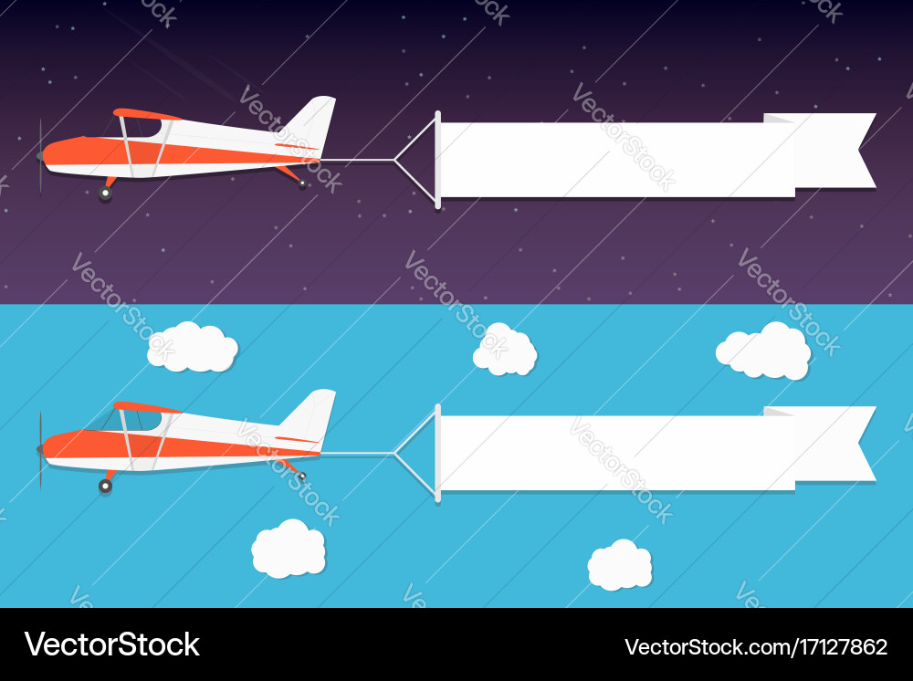 Flying advertising banner planes with horizontal Vector Image