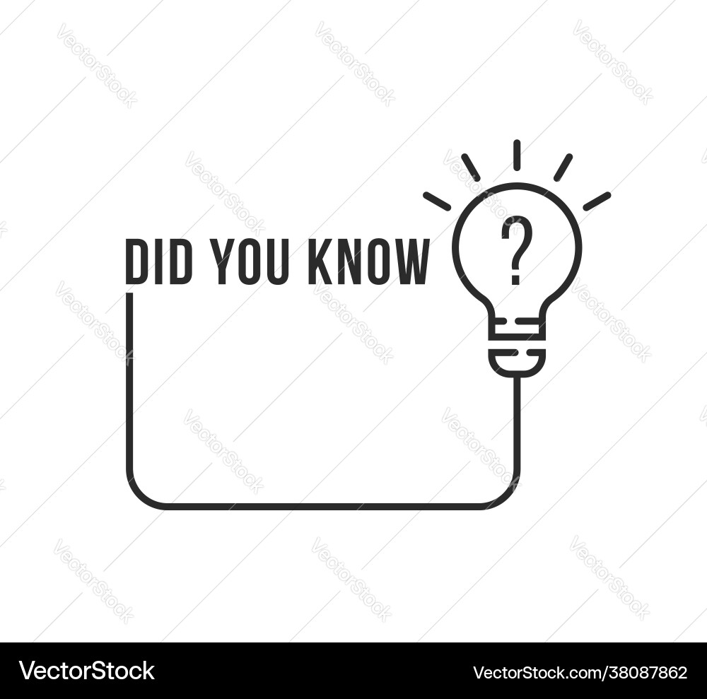 Linear did you know frame with lightbulb Vector Image