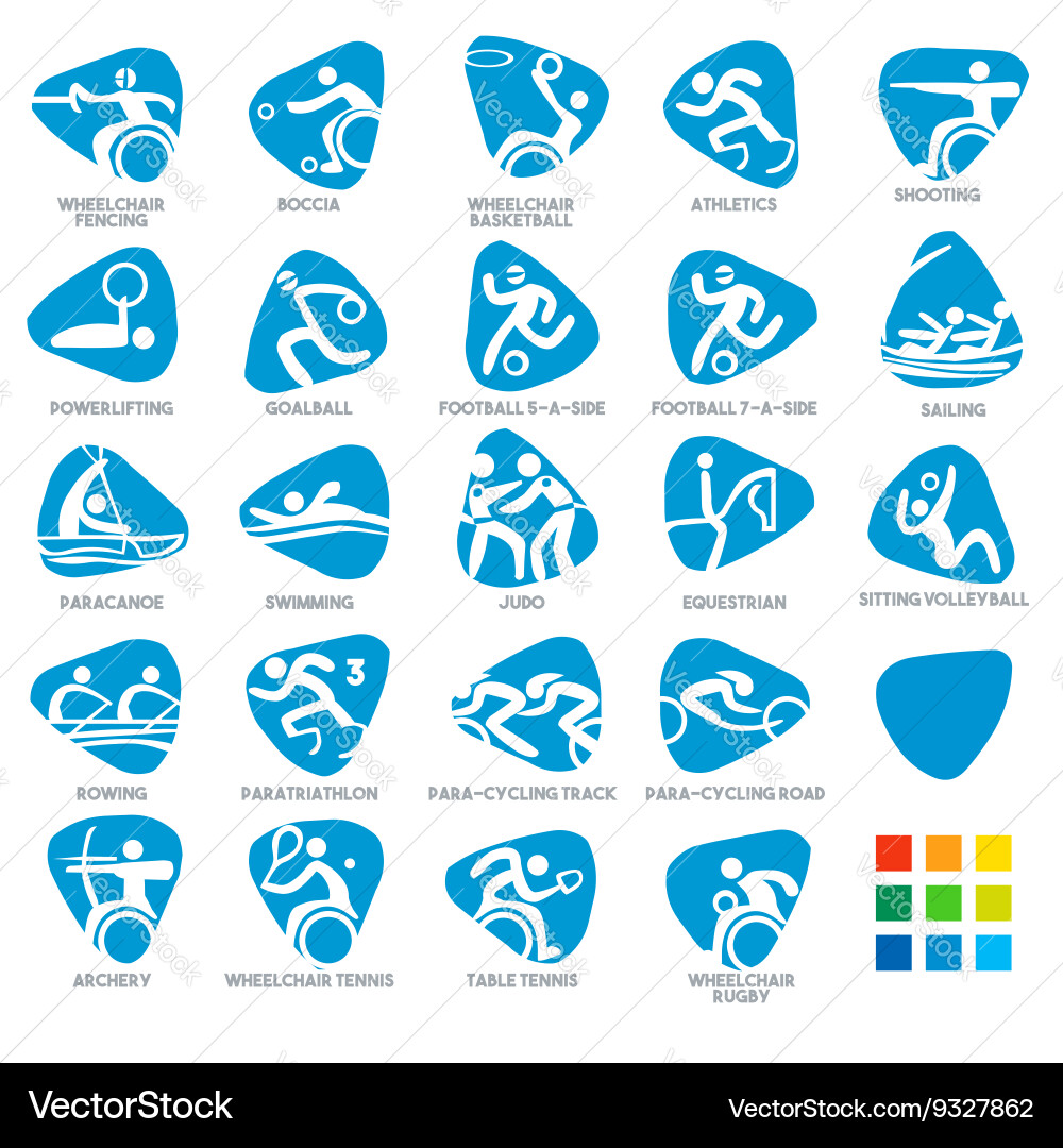 Paralympics icon pictograms set 5 Royalty Free Vector Image
