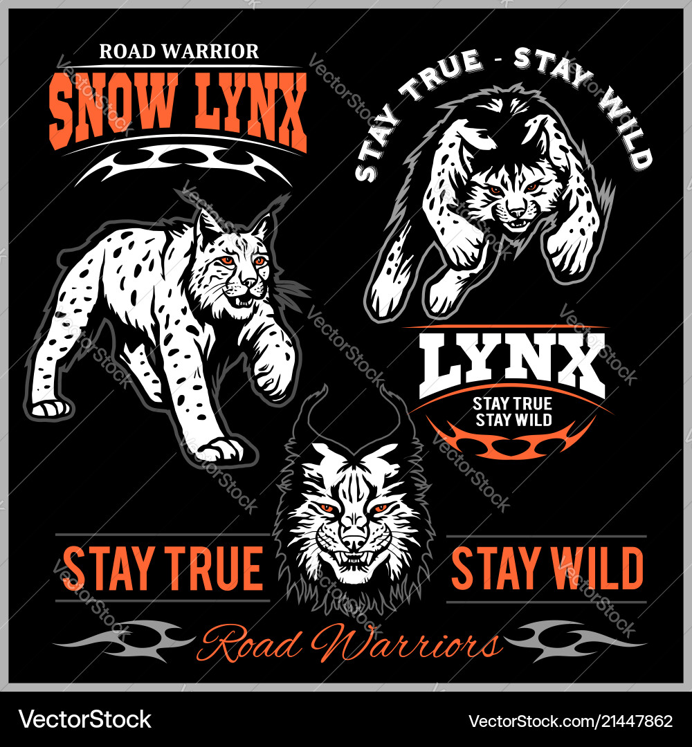 Retro Lynx Head Emblem Royalty Free Vector Image