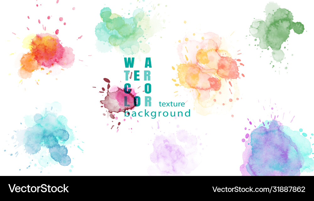 Set colorful abstract watercolor splash Royalty Free Vector