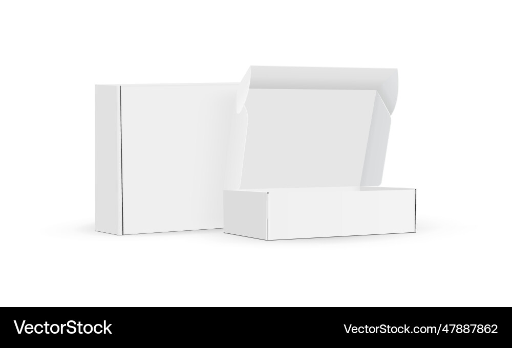 Two packaging boxes mockups open and closed side Vector Image