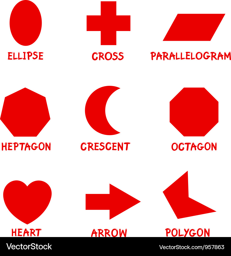 Basic geometric shapes with captions Royalty Free Vector