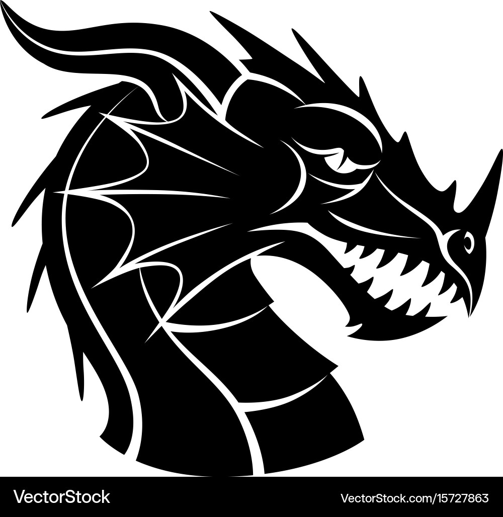 Black and white dragon head Royalty Free Vector Image