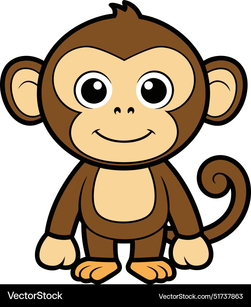 Cute monkey cartoon icon Royalty Free Vector Image