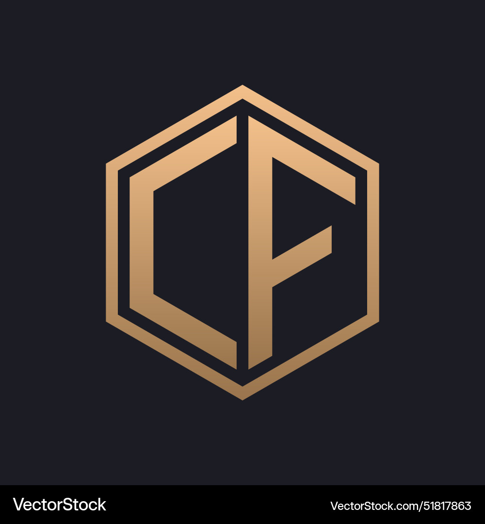 Elegant hexagon letter cf logo design initial Vector Image