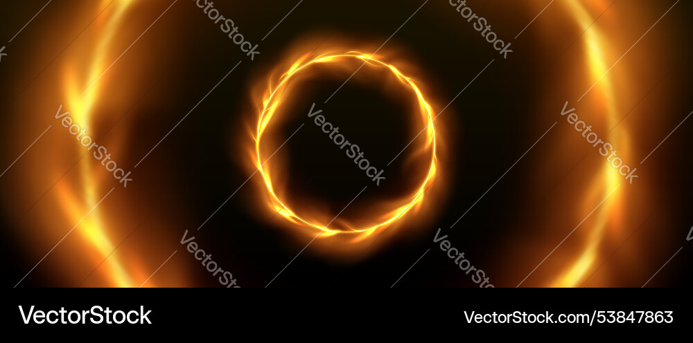 Fire ring frame flame effect in circle Royalty Free Vector