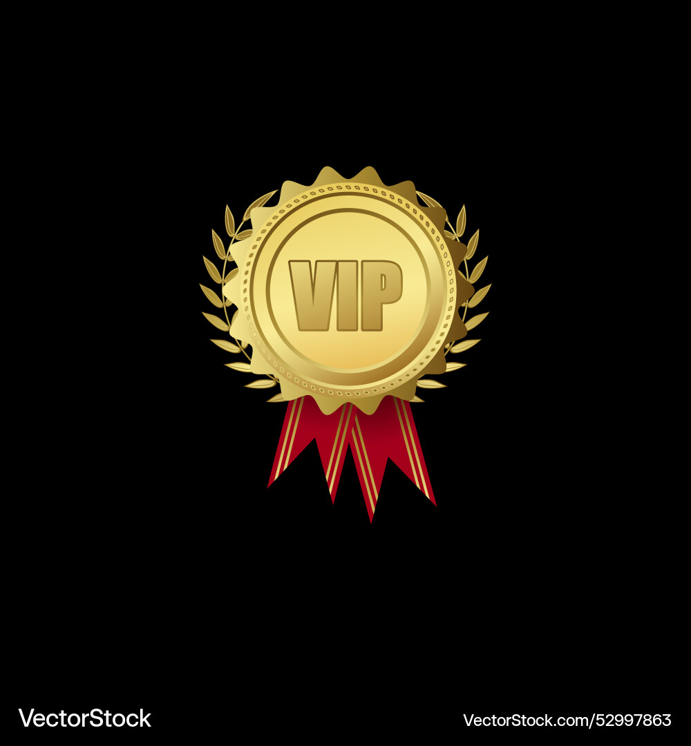 Gold vip winner badge Royalty Free Vector Image