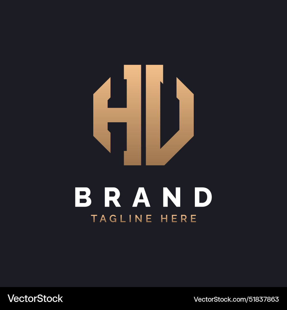 Hu logo design modern minimal elegant and luxury Vector Image