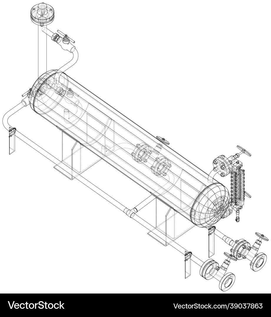 Industrial tank with valves Royalty Free Vector Image