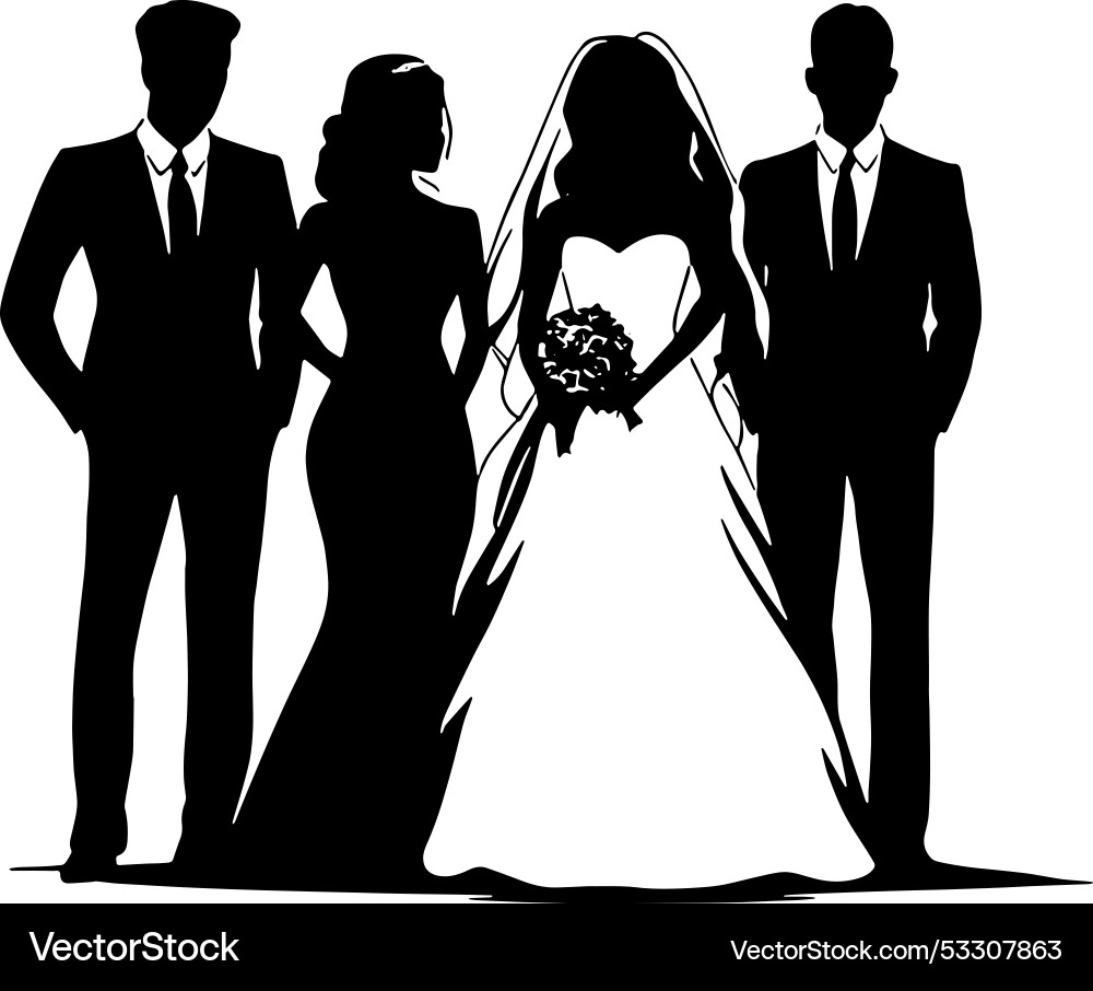 Silhouette of a wedding party Royalty Free Vector Image