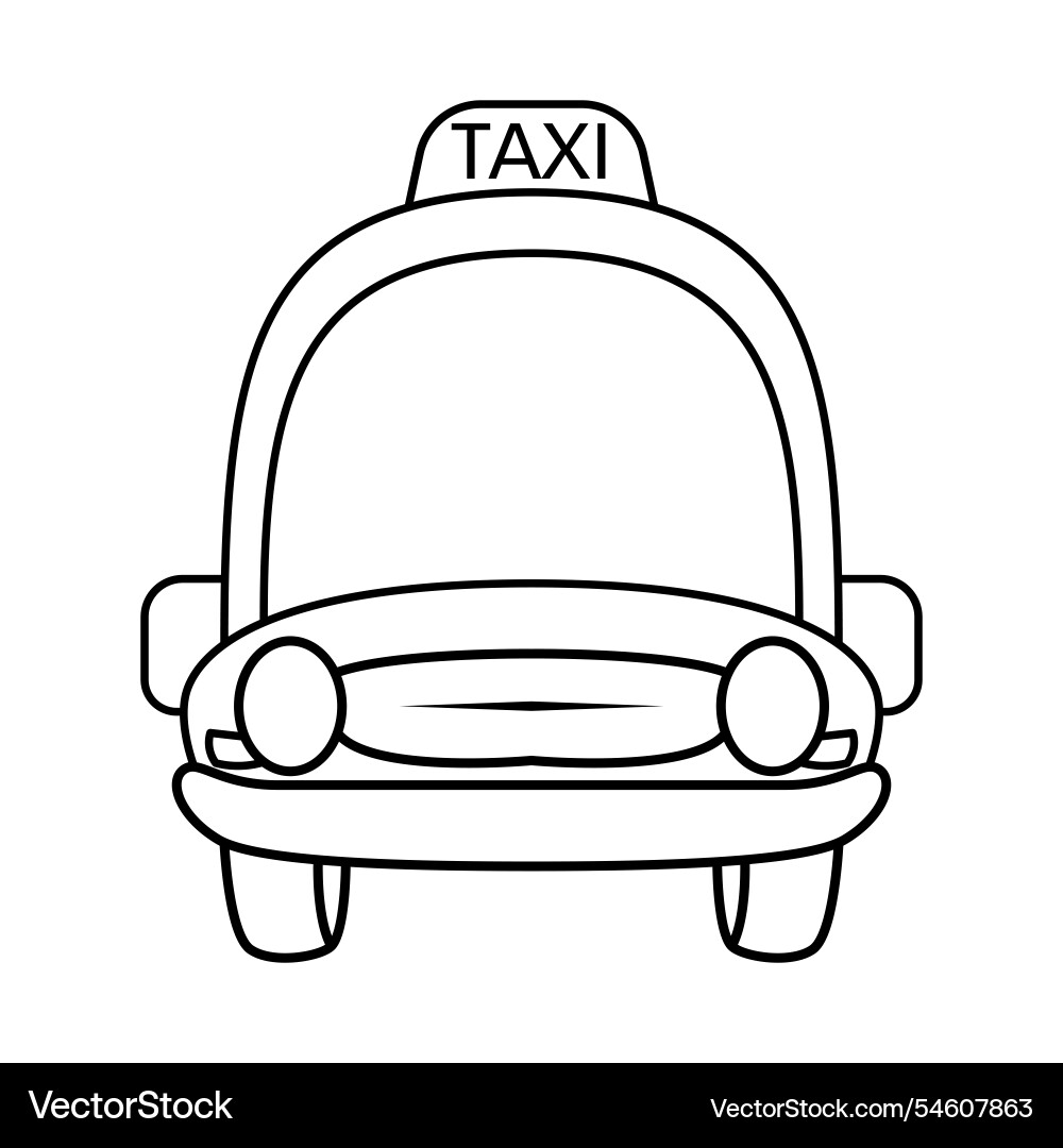 Taxi front view outline Royalty Free Vector Image