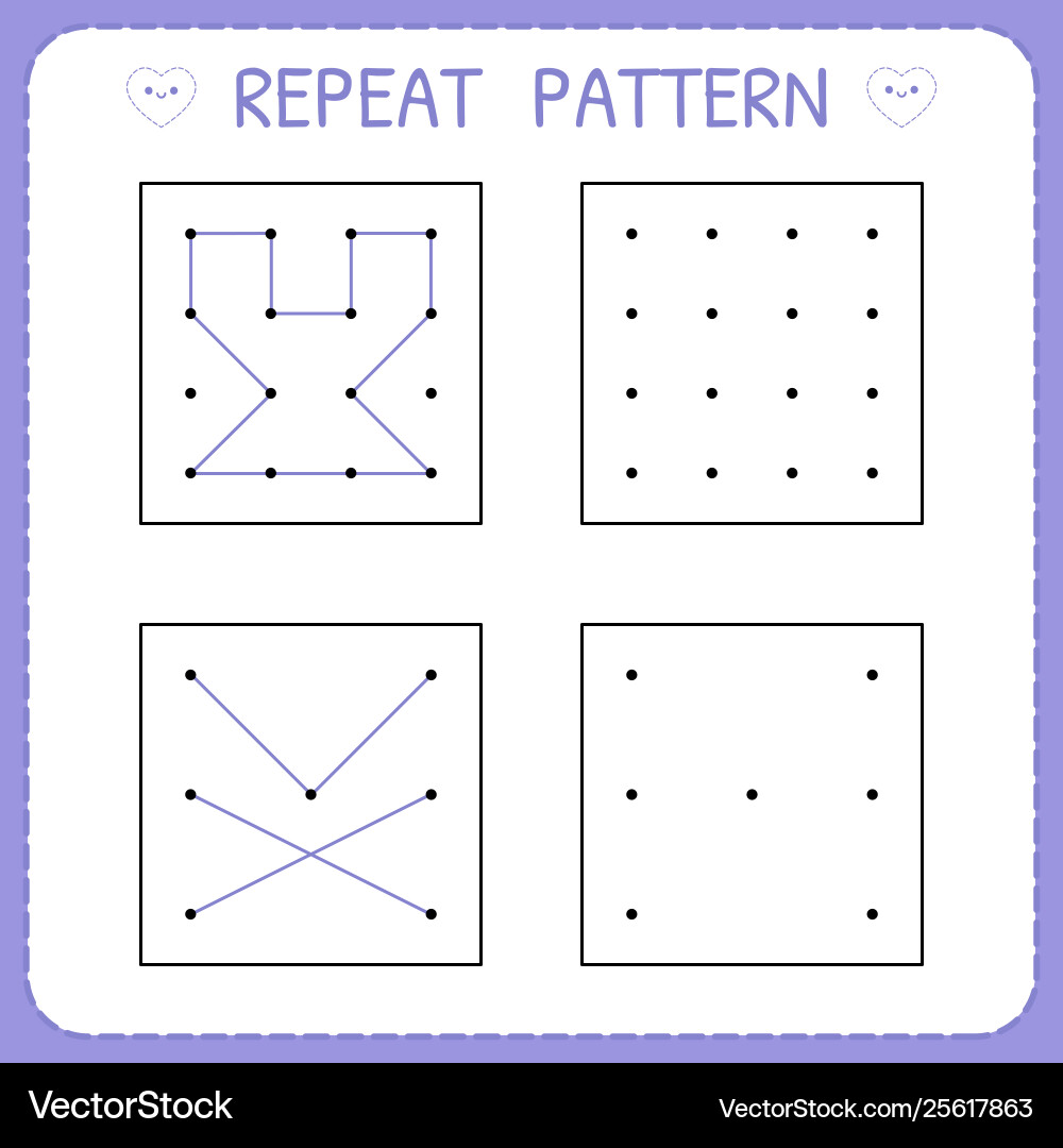 Worksheet for kindergarten and preschool repeat Vector Image