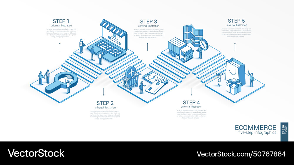 3d line isometric ecommerce infographic template Vector Image