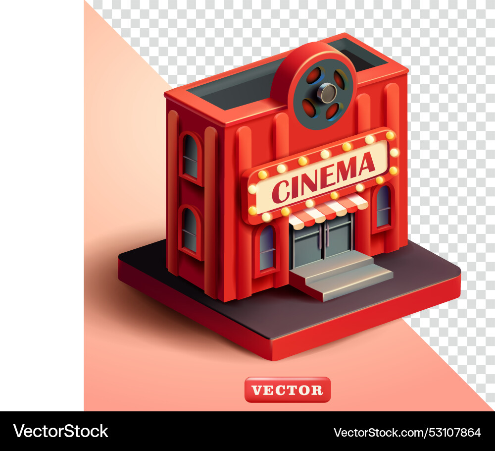 Cinema building isometric 3d suitable Royalty Free Vector
