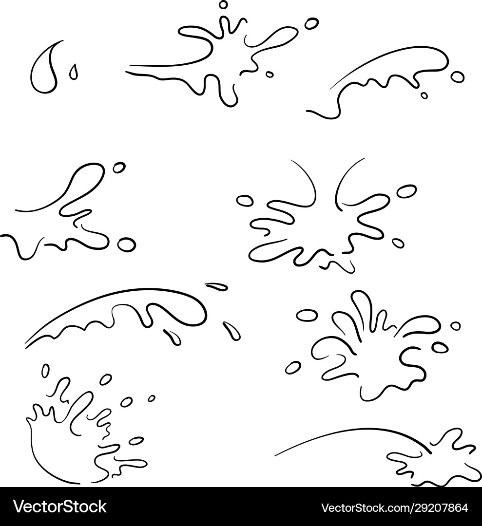 Collection splash water with drops Royalty Free Vector Image