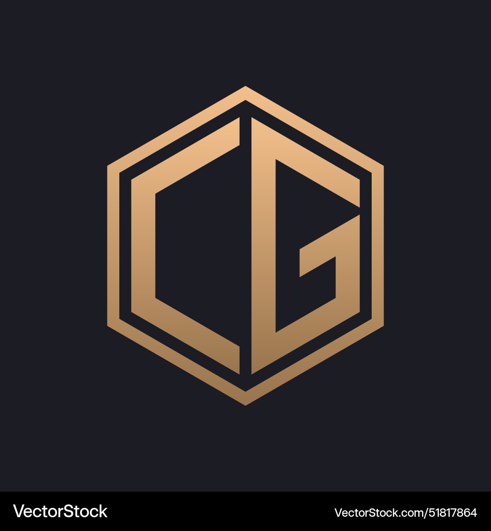 Elegant hexagon letter cg logo design initial Vector Image