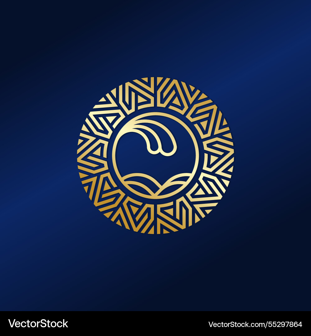 Golden wave emblem Royalty Free Vector Image - VectorStock