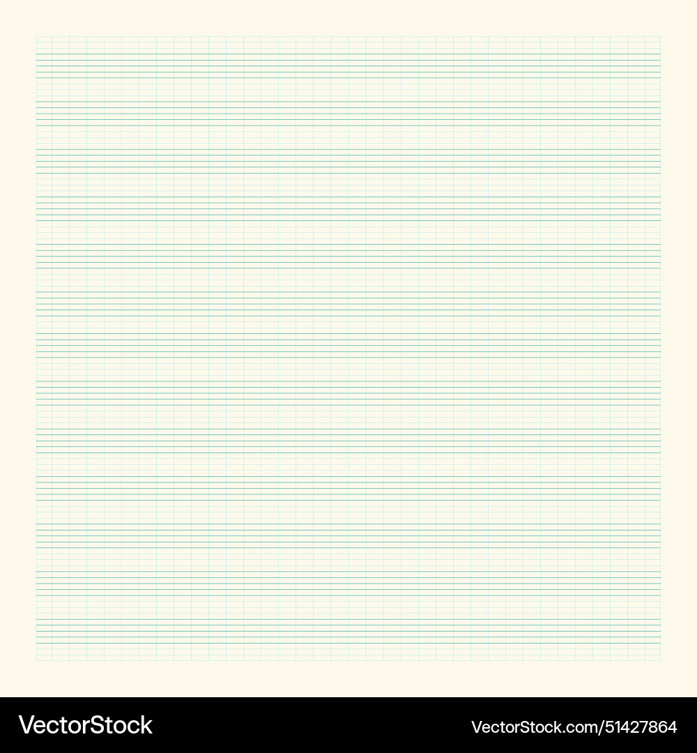 Graph paper printable grid with stave Royalty Free Vector