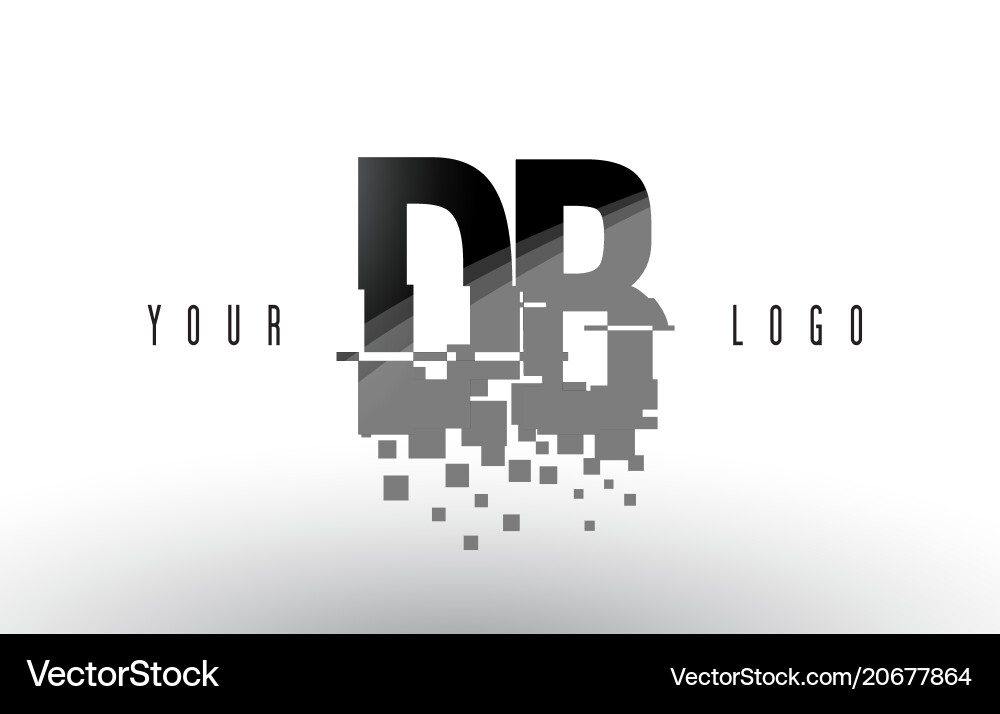 Pixel Shattered Letter Logo - DB Royalty Free Vector Image