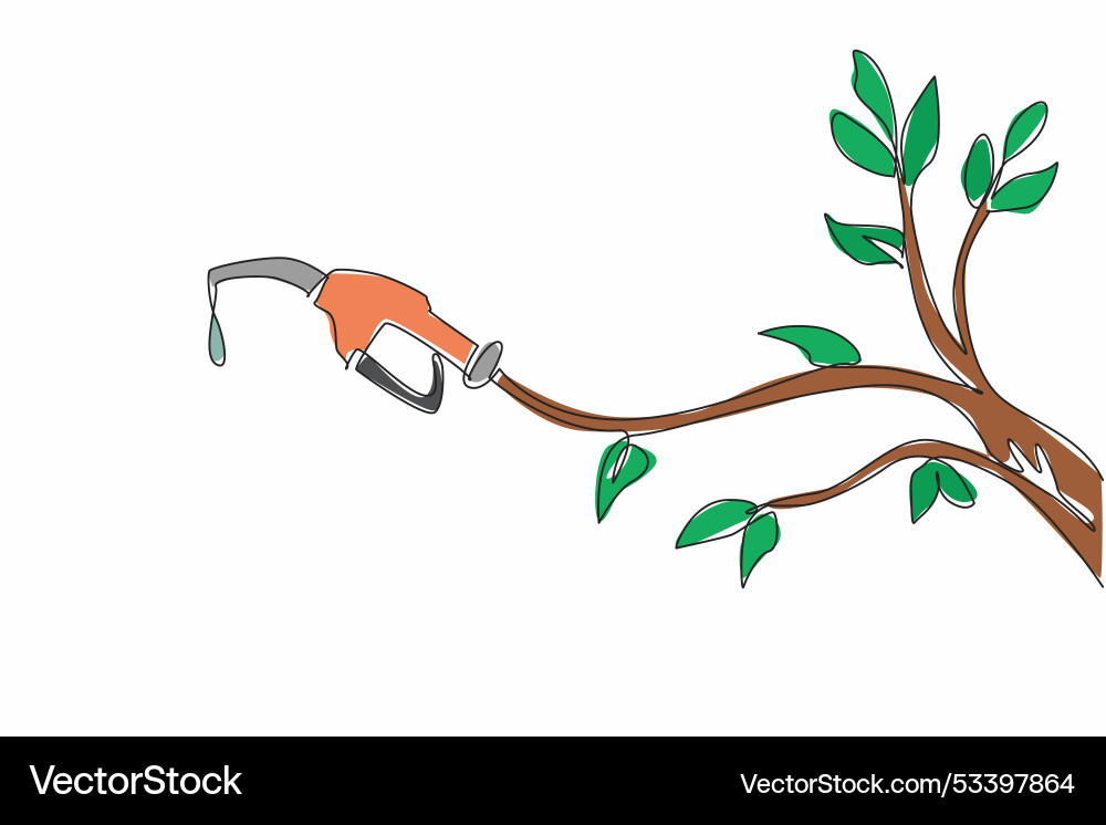 Single one line drawing the hose with petrol Vector Image