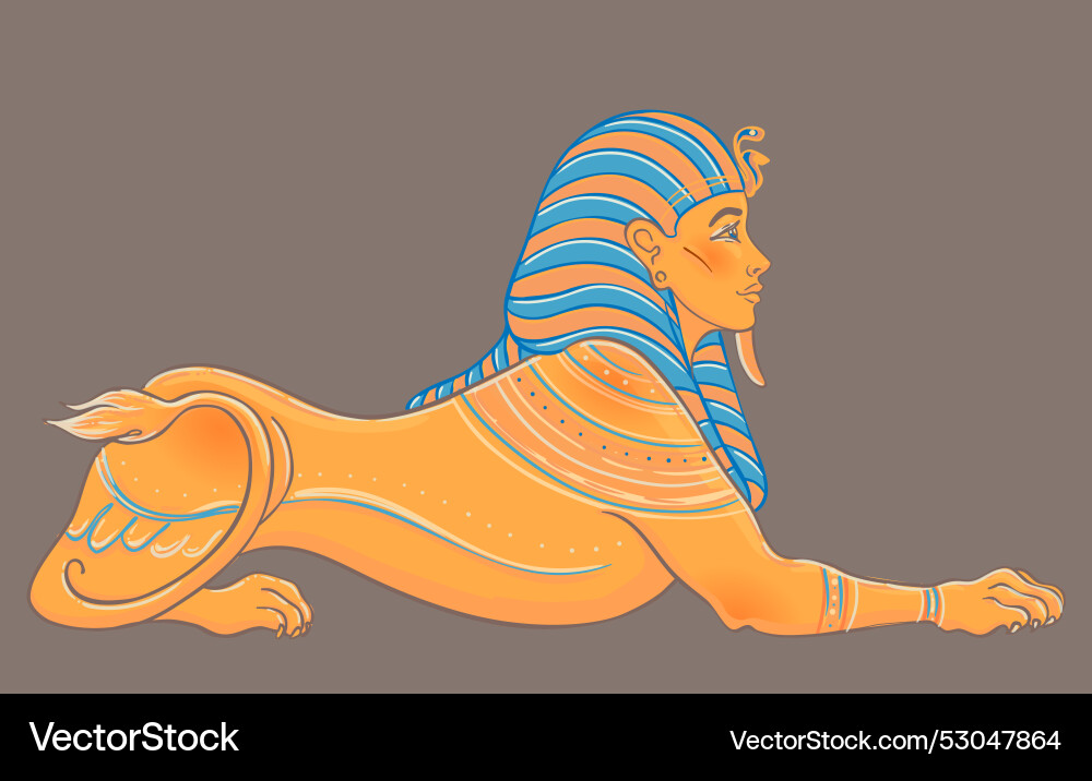 Sphinx egyptian mythical creature with head Vector Image