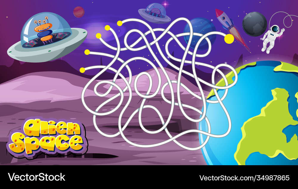 Alien in space game template Royalty Free Vector Image
