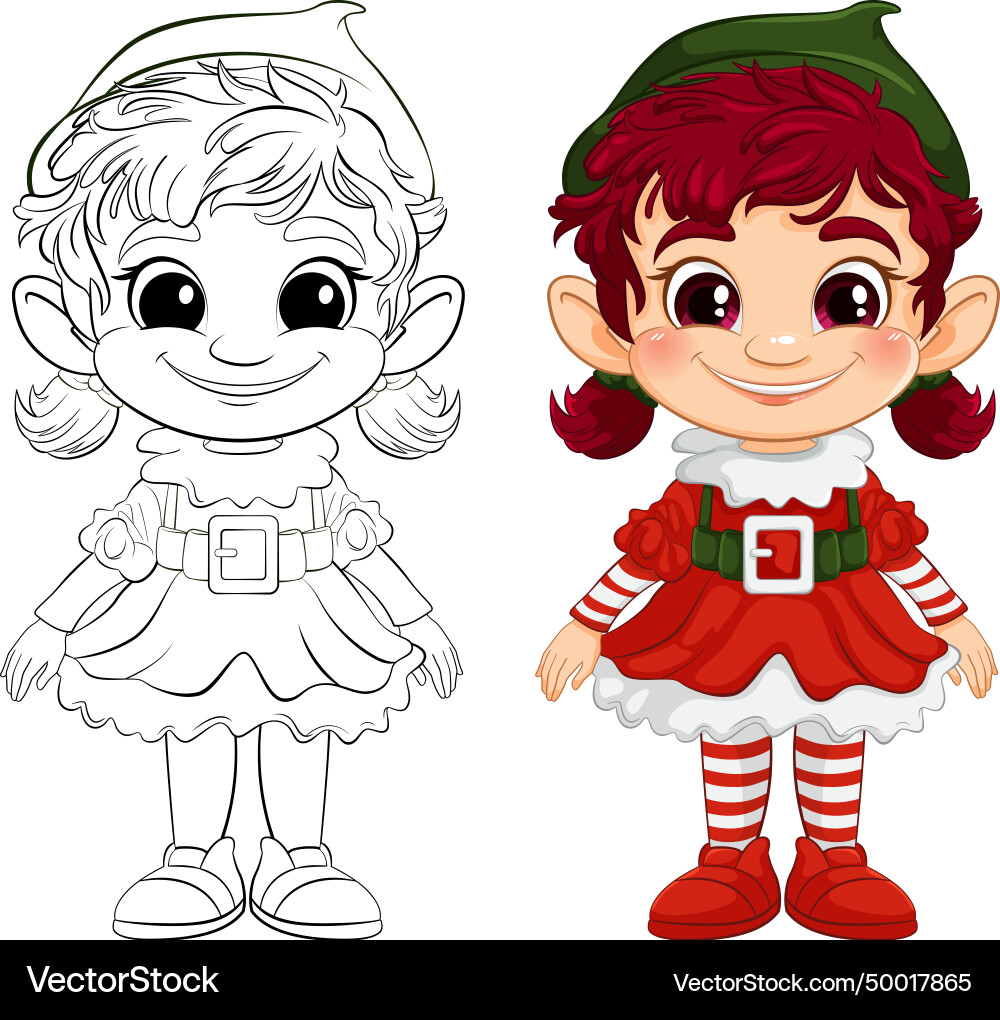 An elf girl colored and outlined Royalty Free Vector Image