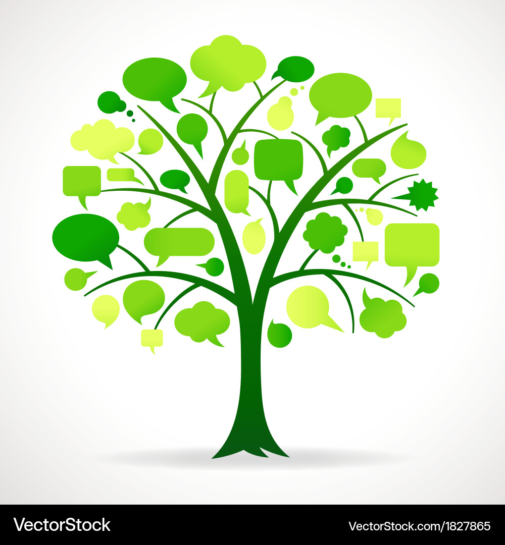 Green single speech bubble tree Royalty Free Vector Image