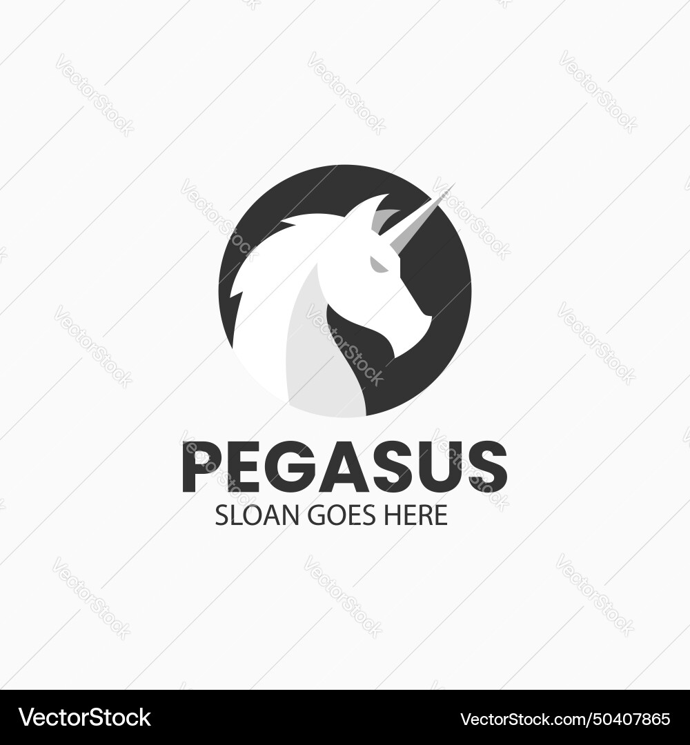 Logo pegasus simple mascot style Royalty Free Vector Image