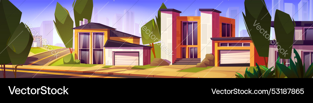 Modern luxury mansion in suburban district Vector Image