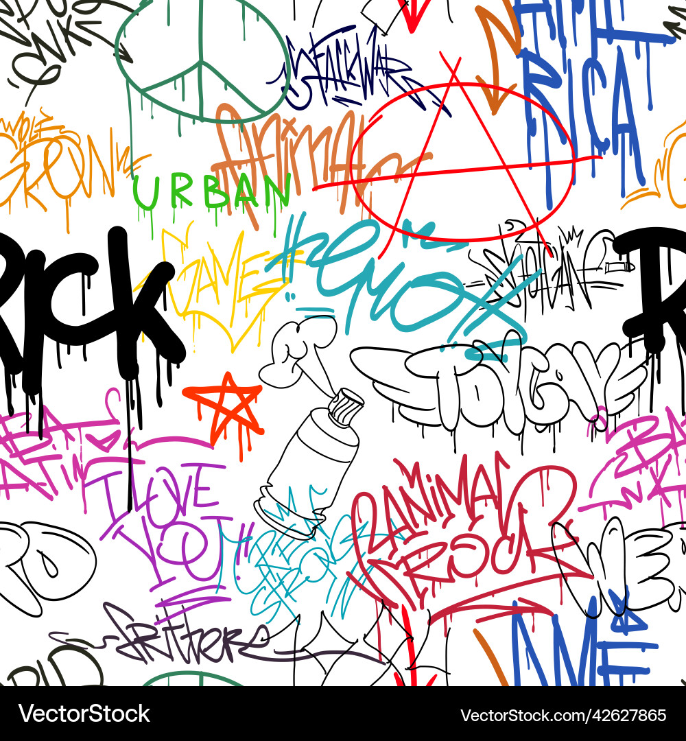 Seamless pattern graffiti street art tag Vector Image