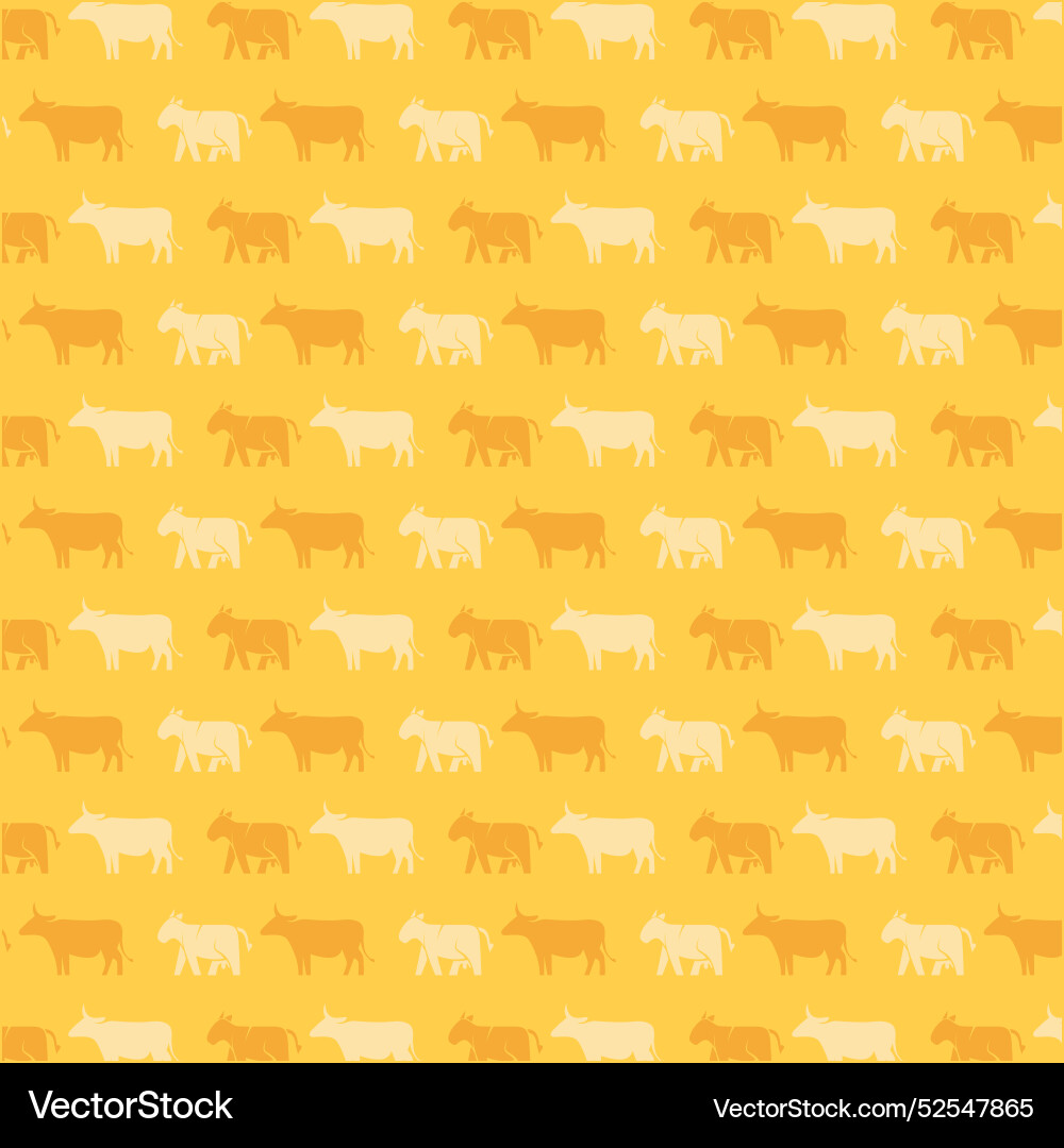 Yellow pattern with cow Royalty Free Vector Image