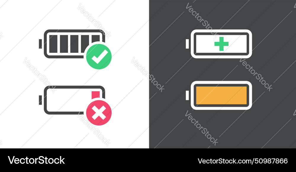 Battery safe mode icon set graphic accumulator Vector Image