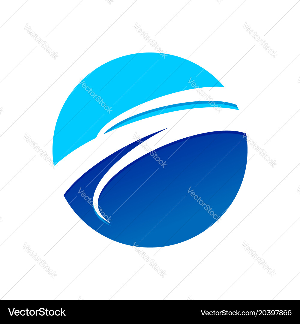 Circular blue wave symbol logo design Royalty Free Vector