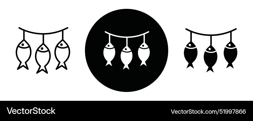Dried fish outline icon collection or set dried Vector Image
