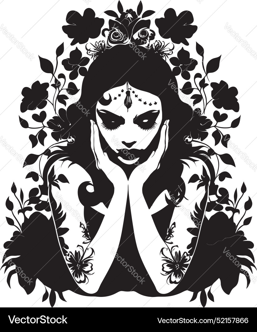 Floral spellbinder beautiful witch emblem Vector Image