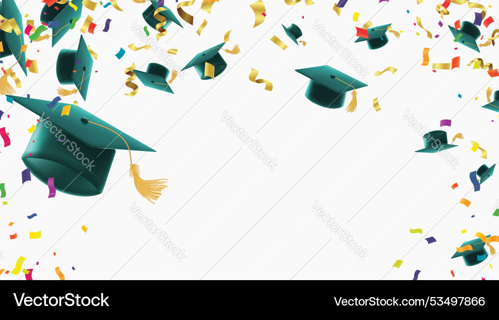 Graduation day for class caps thrown Royalty Free Vector