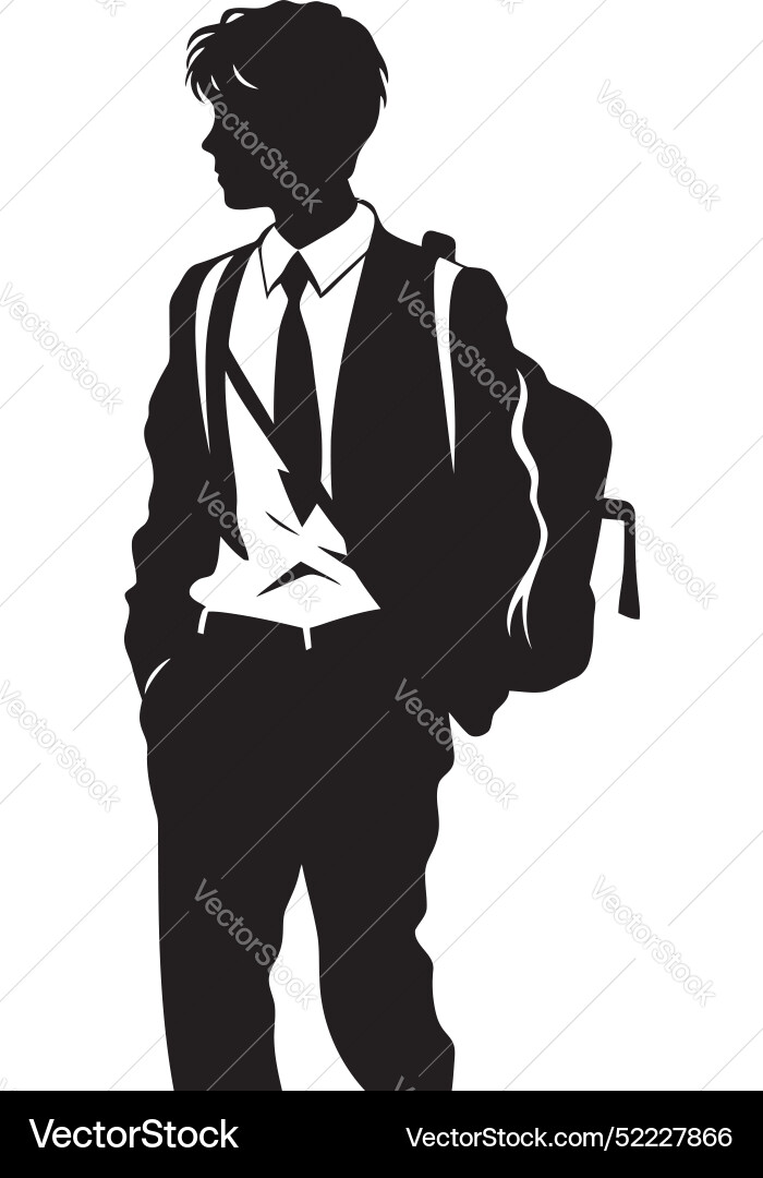Intellectual impact male student black logo Vector Image