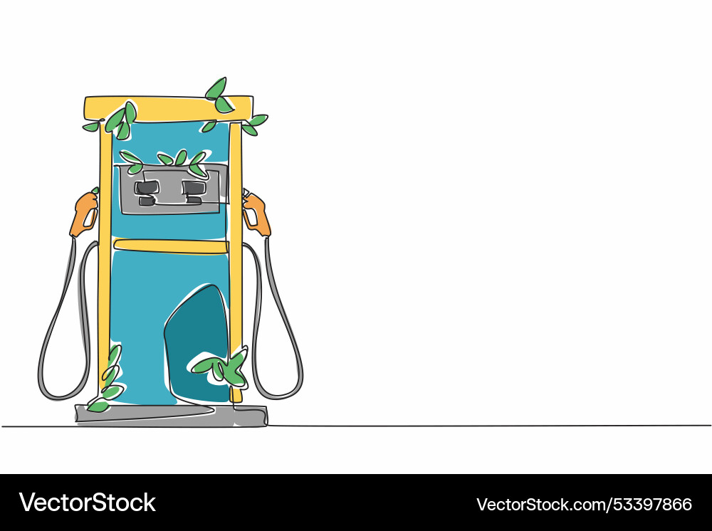 Single continuous line drawing gas station Vector Image