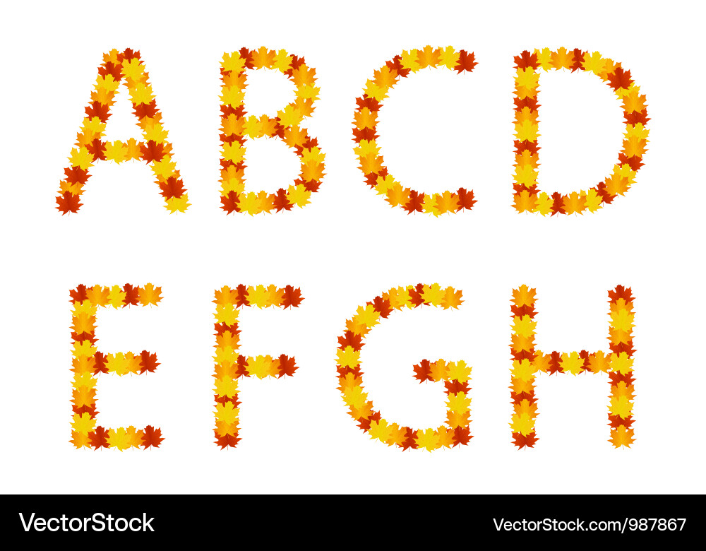 Autumn Alphabet Leaves Royalty Free Vector Image