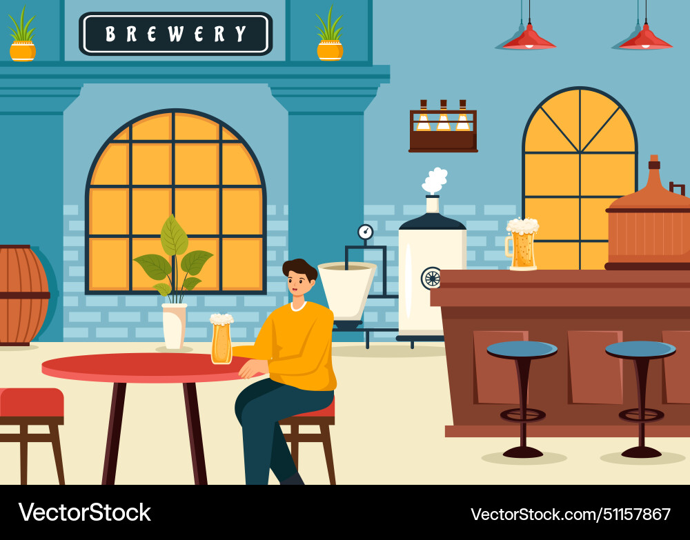 Brewery production process with beer tank Vector Image