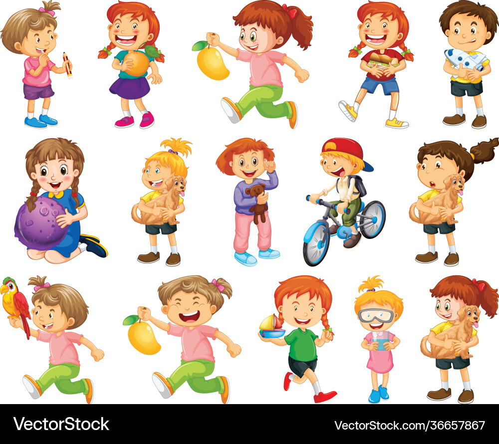 Children doing different activities cartoon Vector Image