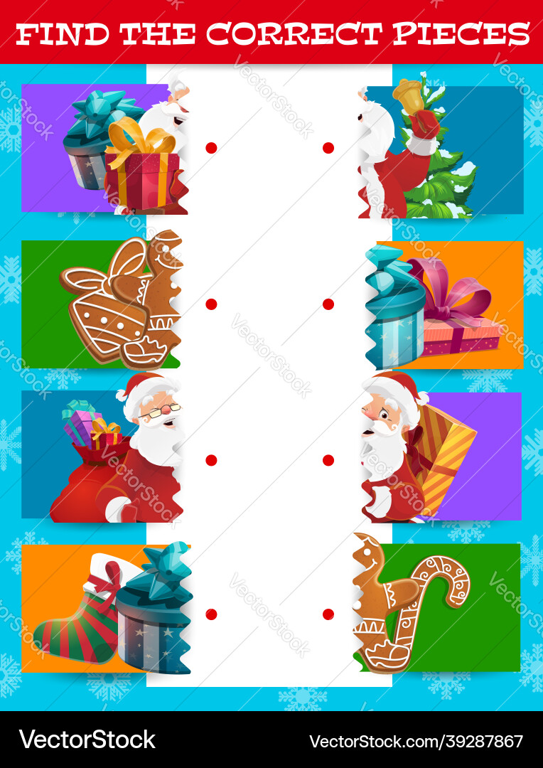 Christmas matching game puzzle or logic riddle Vector Image
