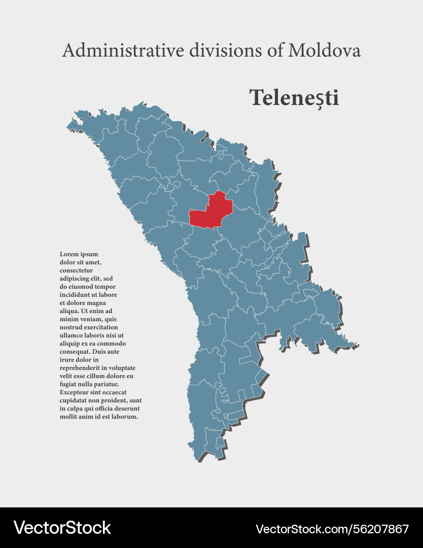 Map moldova - telenesti district Royalty Free Vector Image