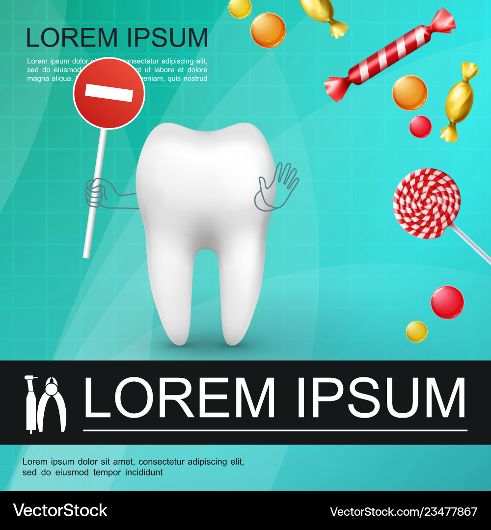 Realistic stop sweets poster Royalty Free Vector Image