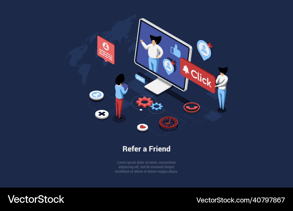 Refer friend in cartoon 3d Royalty Free Vector Image